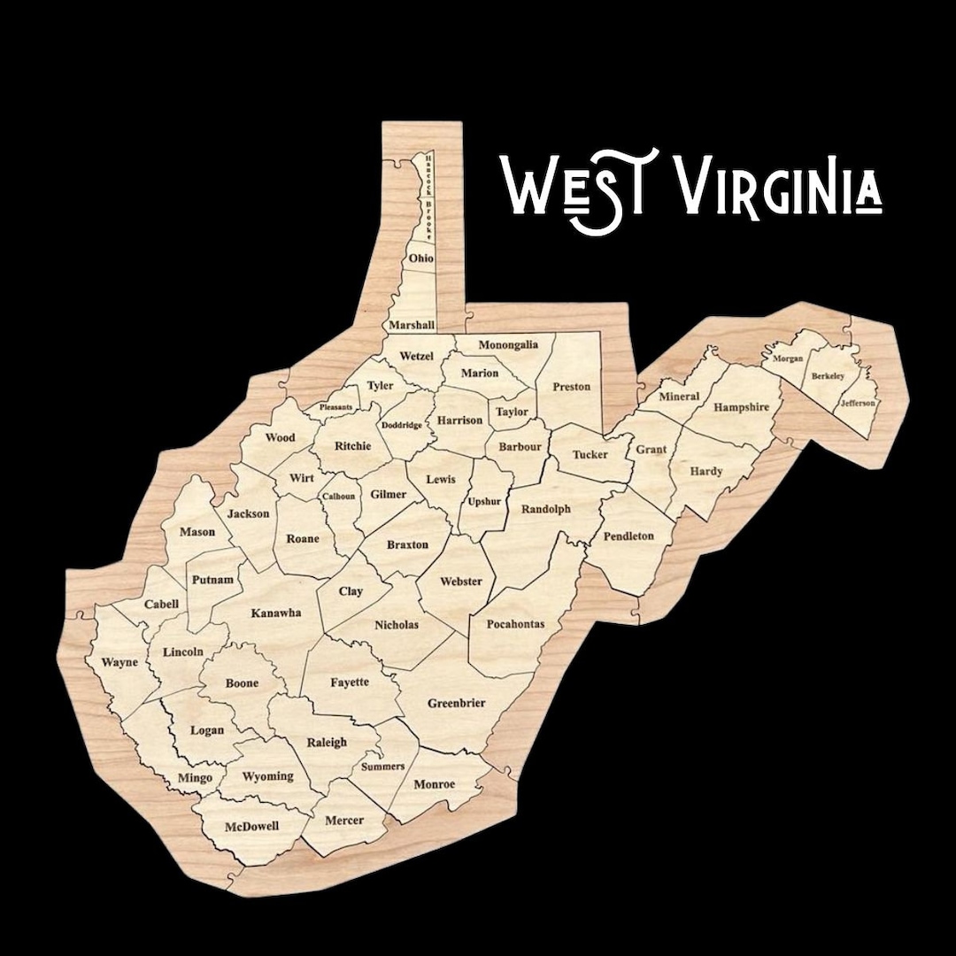 West Virginia State Puzzle: Laser Cut Wooden County Map - Etsy