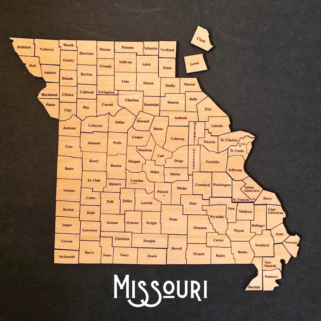 Missouri State Puzzle: Laser Cut Wooden County Map - Etsy