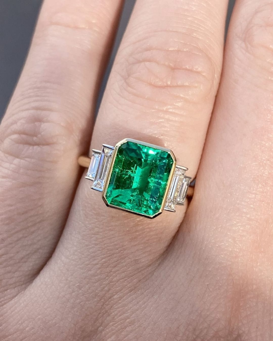 Five Stone Ring, Emerald Ring, Bar Set Ring, Bezel Set Ring, Cushion ...