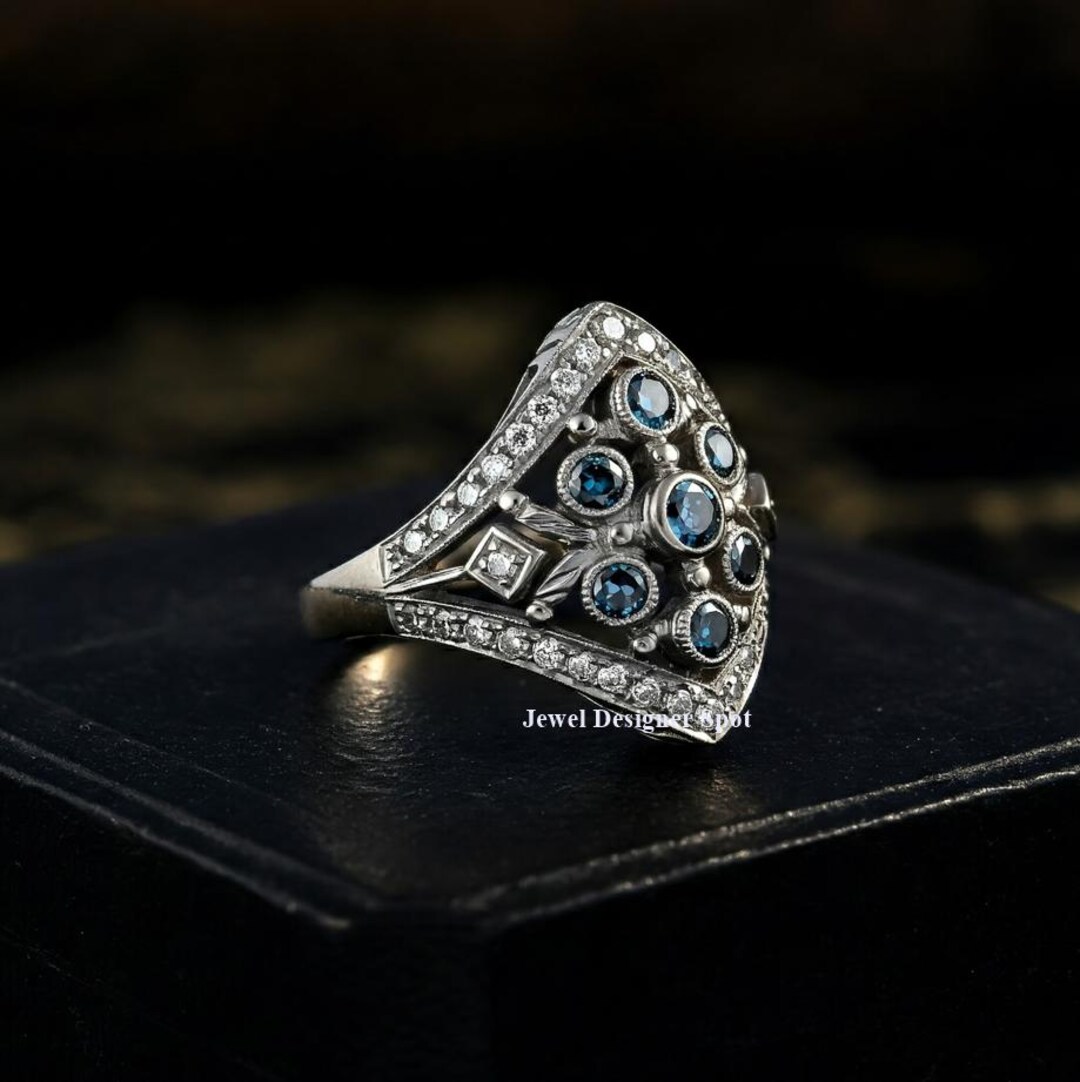 Vintage Edwardian Dome Set Ring, Estate Seven Stone Art Deco Ring, Milgrain Wedding Ring ...