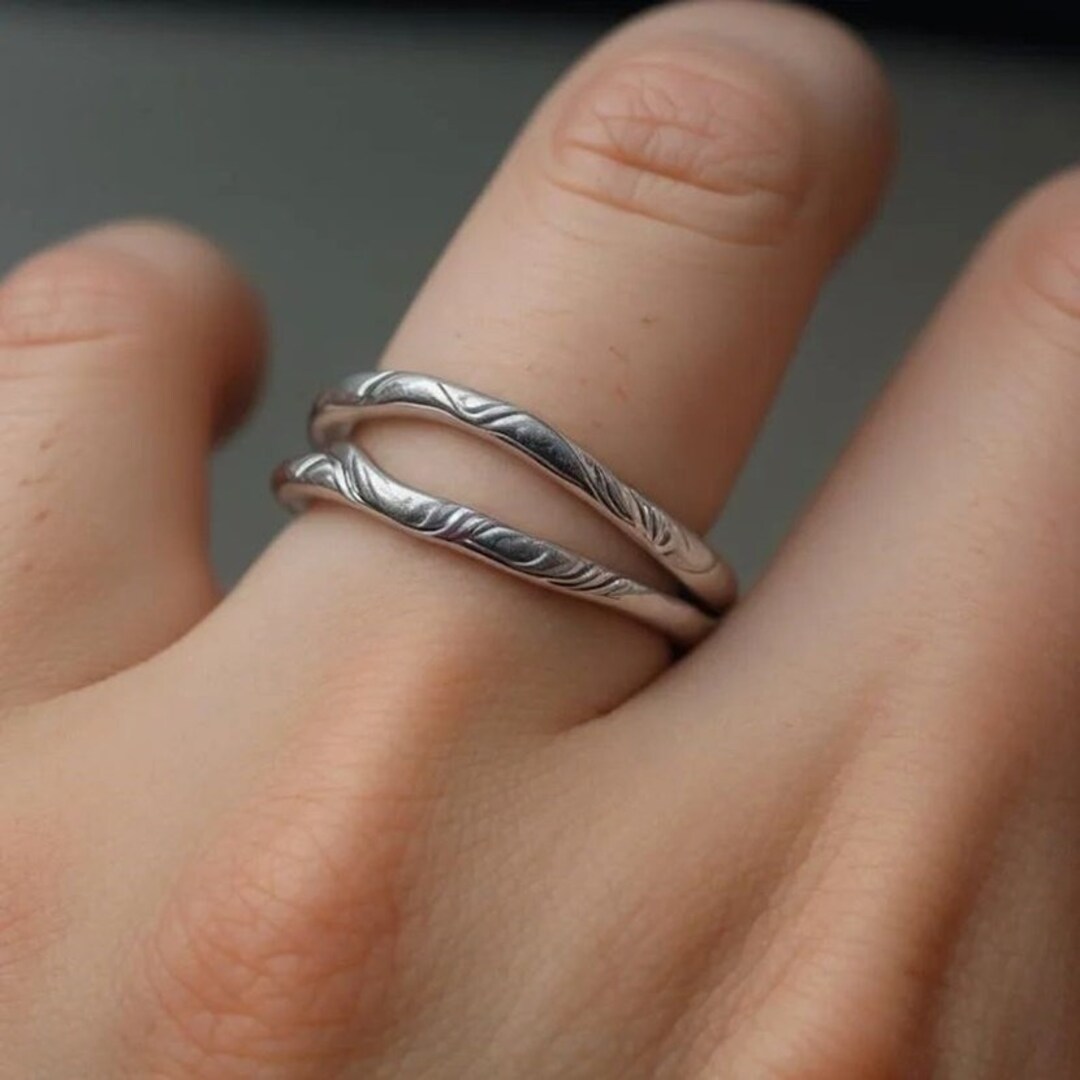 Vintage Style Art Deco Ring, Unique Double Shank Ring, Wave Style ...