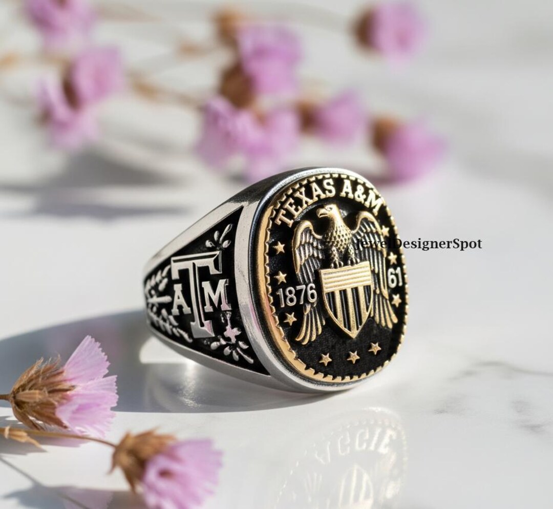 Customizable Vintage Inspired Aggie Men Ring, A&M Ring, Thick Band Ring ...