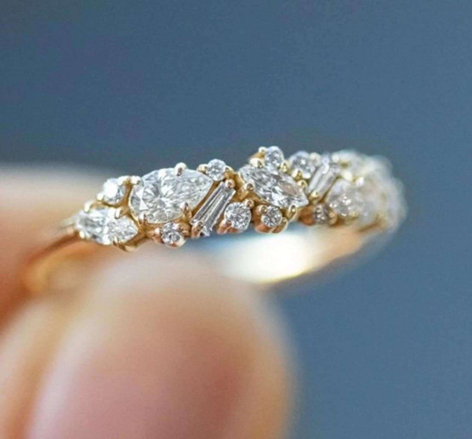 Half Eternity Band, Multi Stone Band, Marquise & Baguette Cut Diamond ...