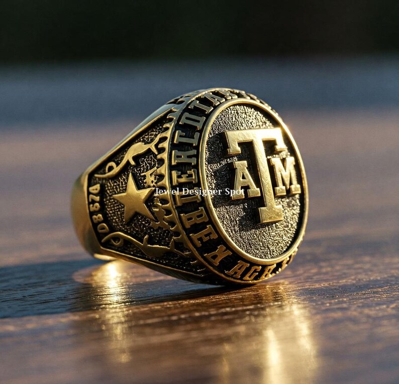 Vintage Inspired Aggie Men Ring, A&M Ring, Thick Band Ring, College of ...