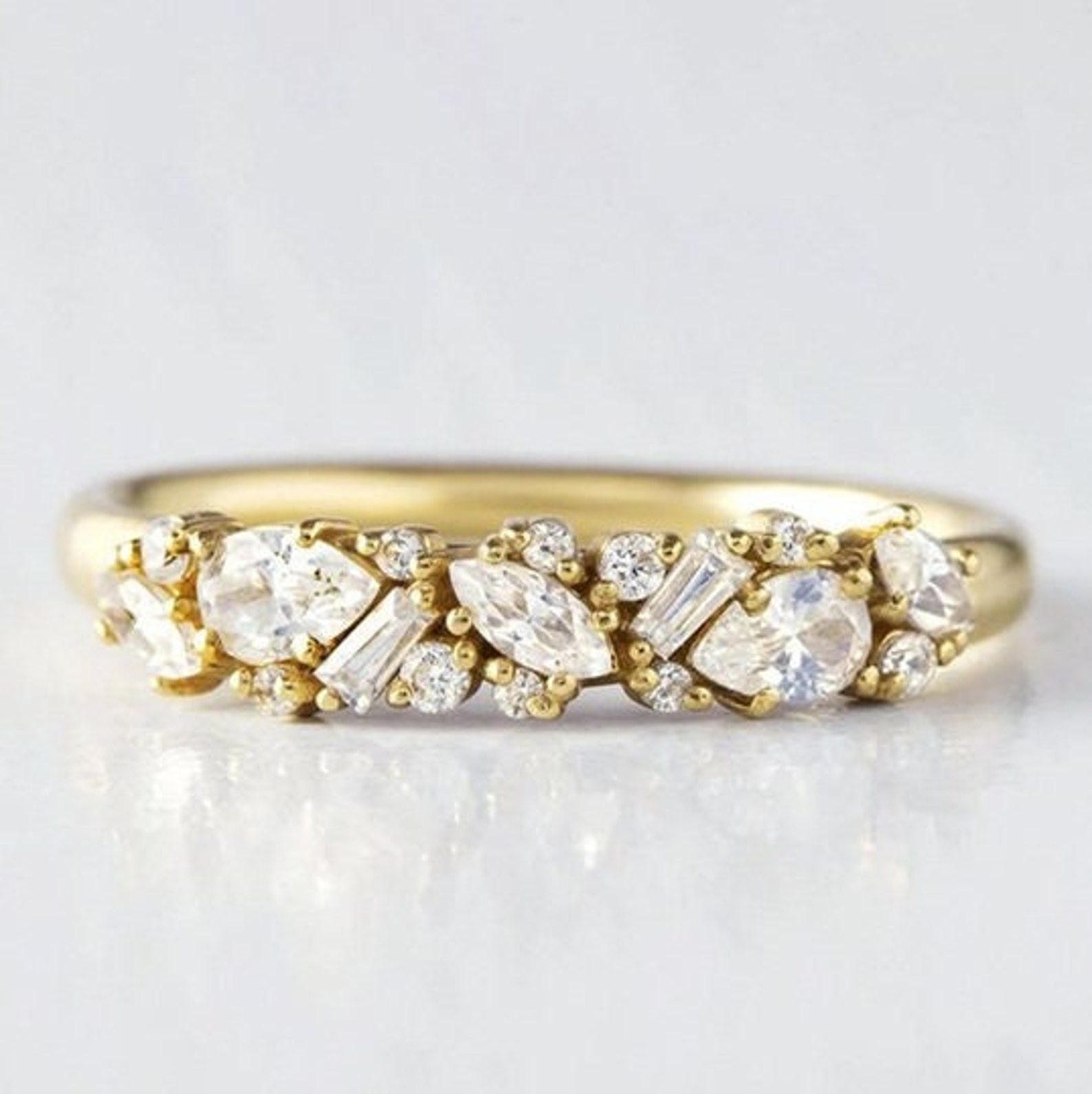 Half Eternity Band, Multi Stone Band, Marquise & Baguette Cut Diamond ...