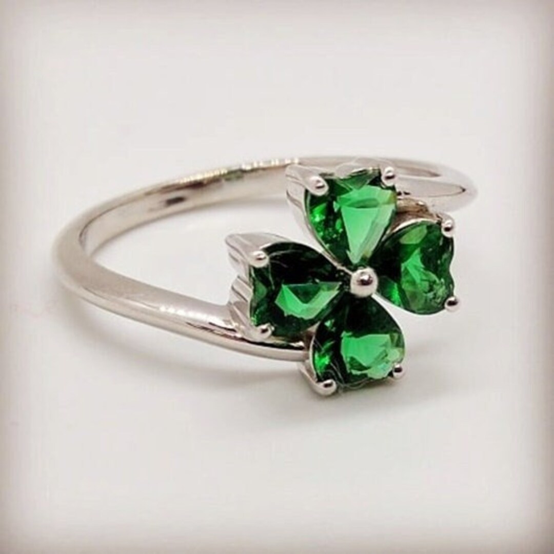Swirl Bypass Ring, Floral Style Wedding Ring, Four Leaf Clover Ring ...