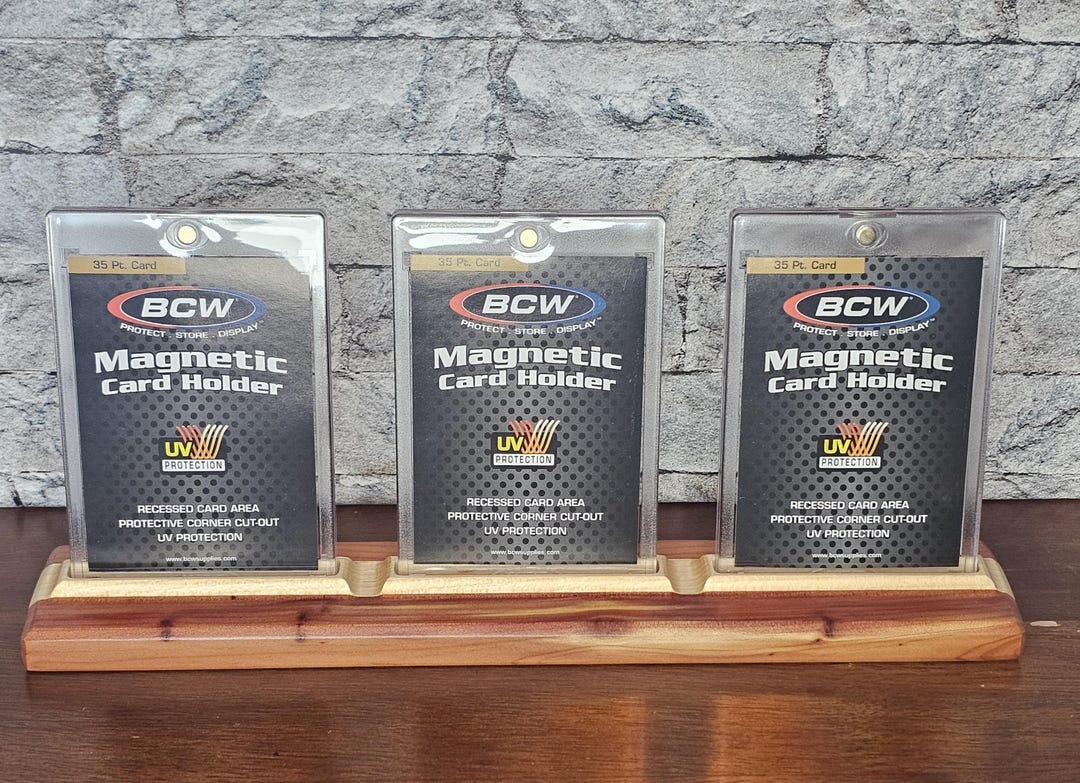 Trading Card Display Stand Natural Cedar and Maple Inlay Trading Card 3 ...