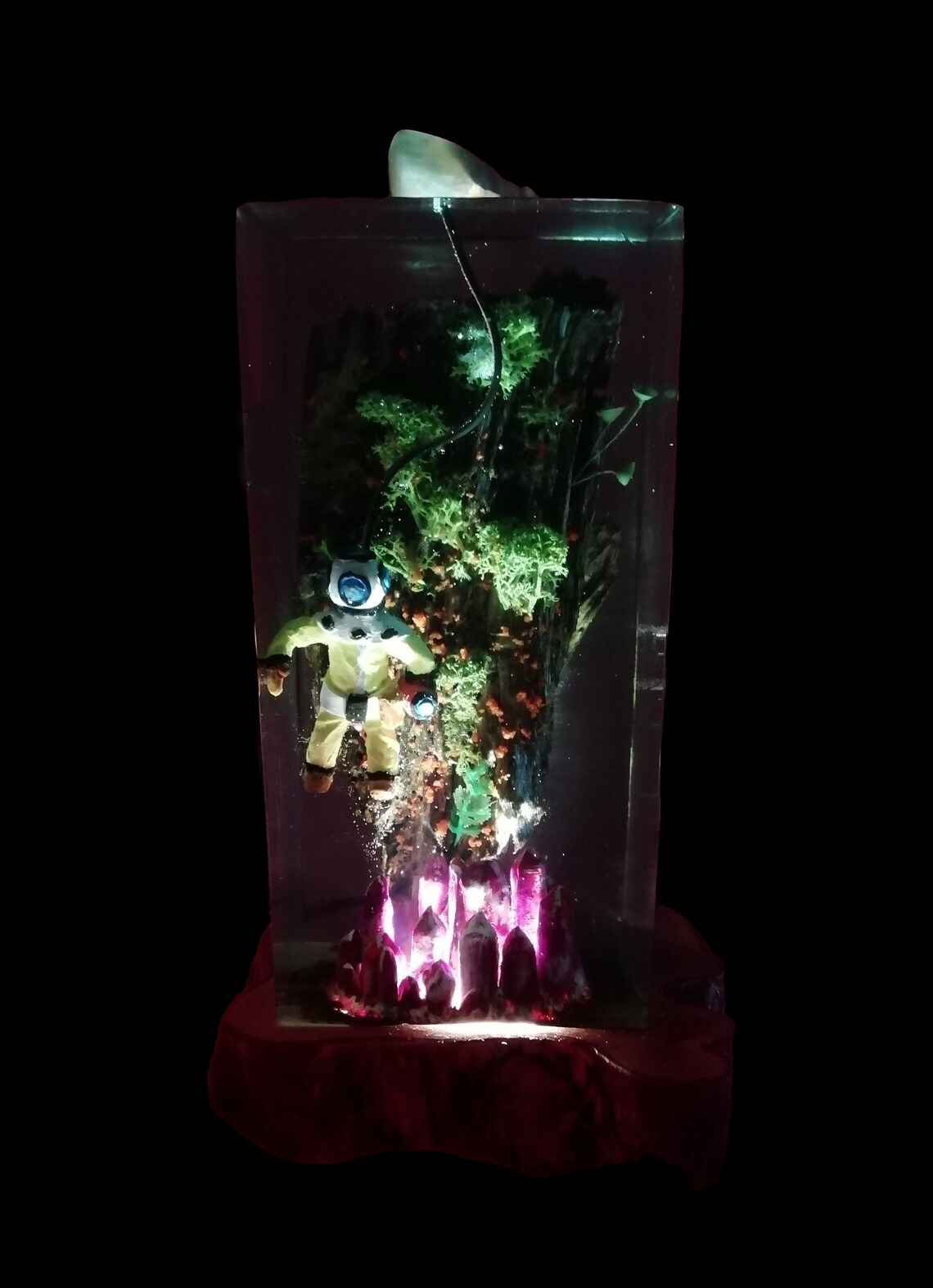 Wood Ship Epoxy Resin Lamp Ocean Light Scubadiver Decoration | Etsy
