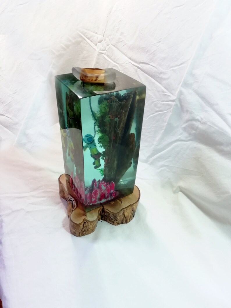 Wood Ship Epoxy Resin Lamp, Ocean Light, Scubadiver Decoration Lamp ...