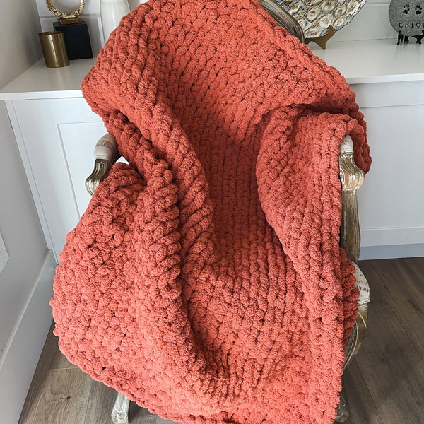 Hand Knit Throw - Etsy