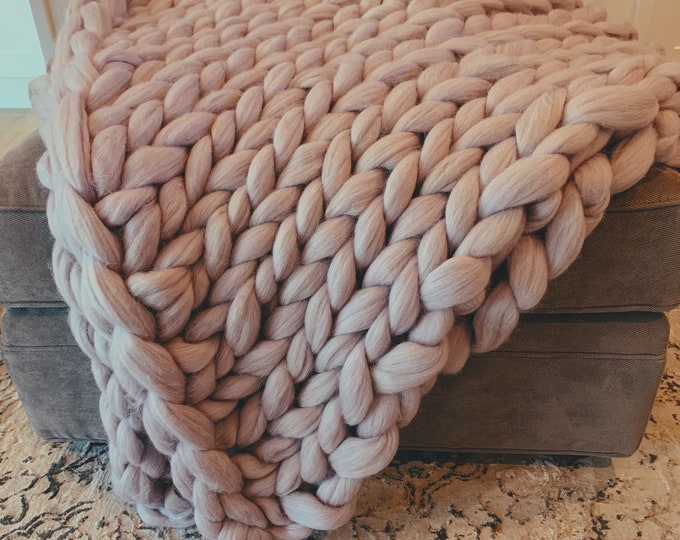 Chunky Decorative Blankets, Chunky Knit Wool Blanket, USA Handmade - Etsy