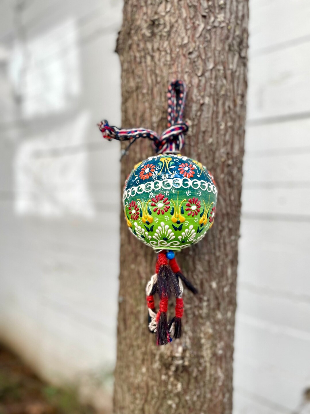 Outdoor Decor, Ethnic Turkish Ball Hanger, Hanging Ceramic Ball ...