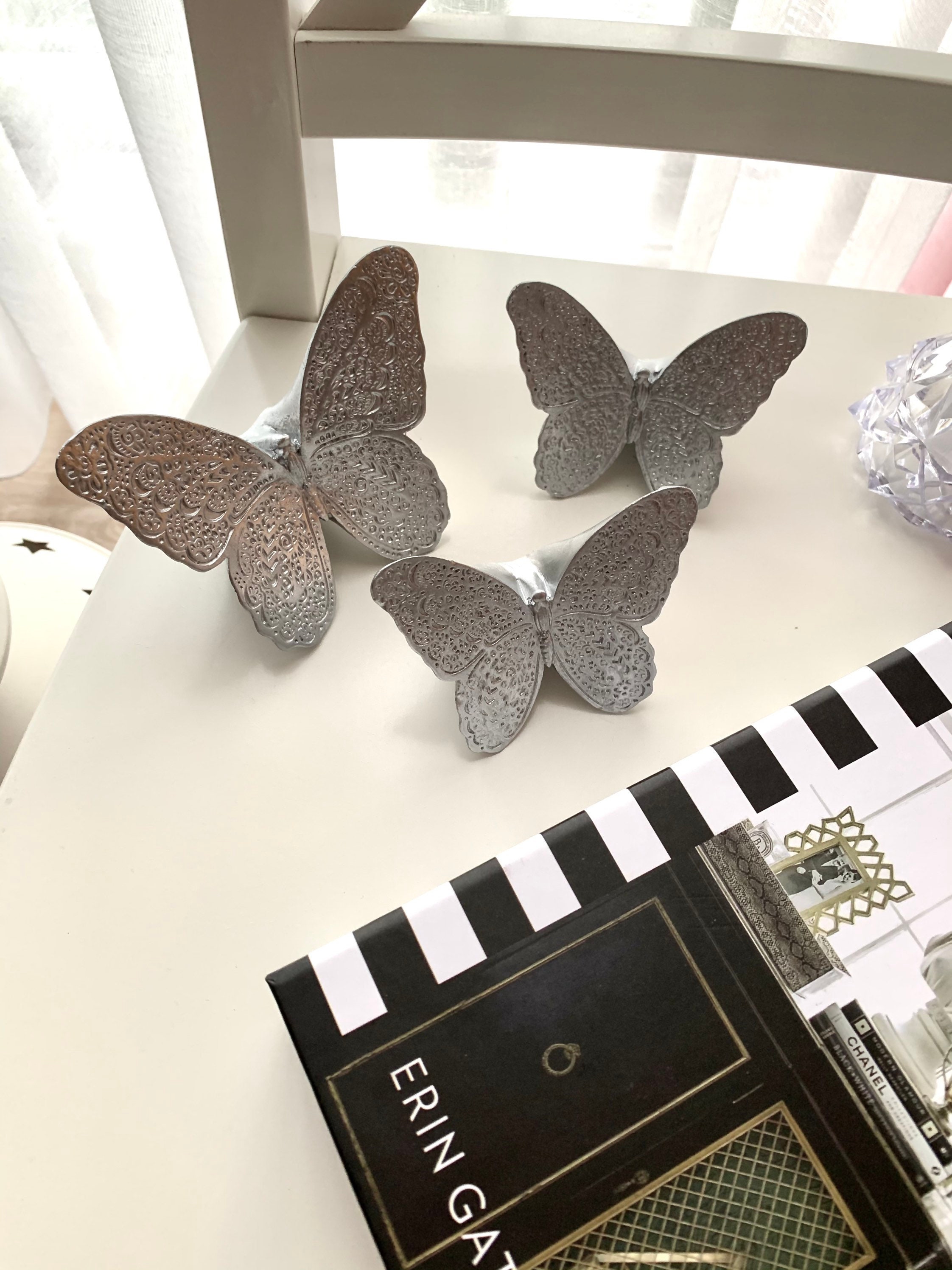 Silver Butterfly Stand Butterfly Objects Luxury Home Decor | Etsy