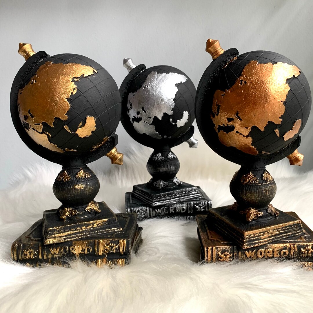 Silver World Map Globe Design, World Map Decor, World Map Object ...
