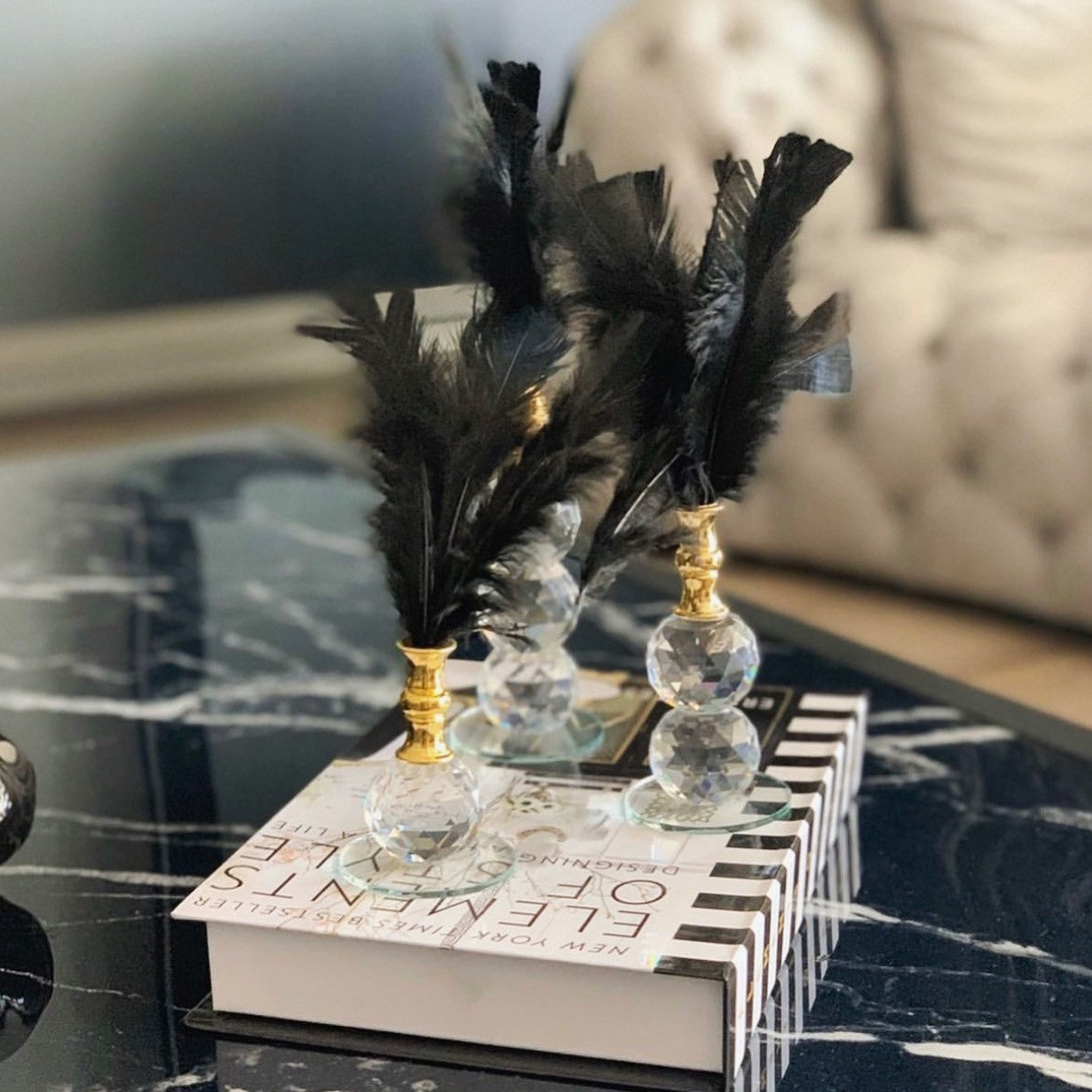 White Triple Crystal Feather Crystallines Home Gifts - Etsy