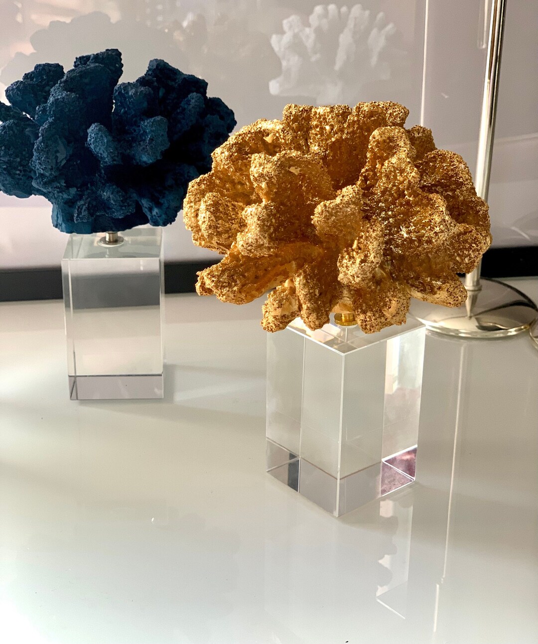 Gold Crystal Coral Reef Stone, Office Decor Gift for Her, Luxury Home ...