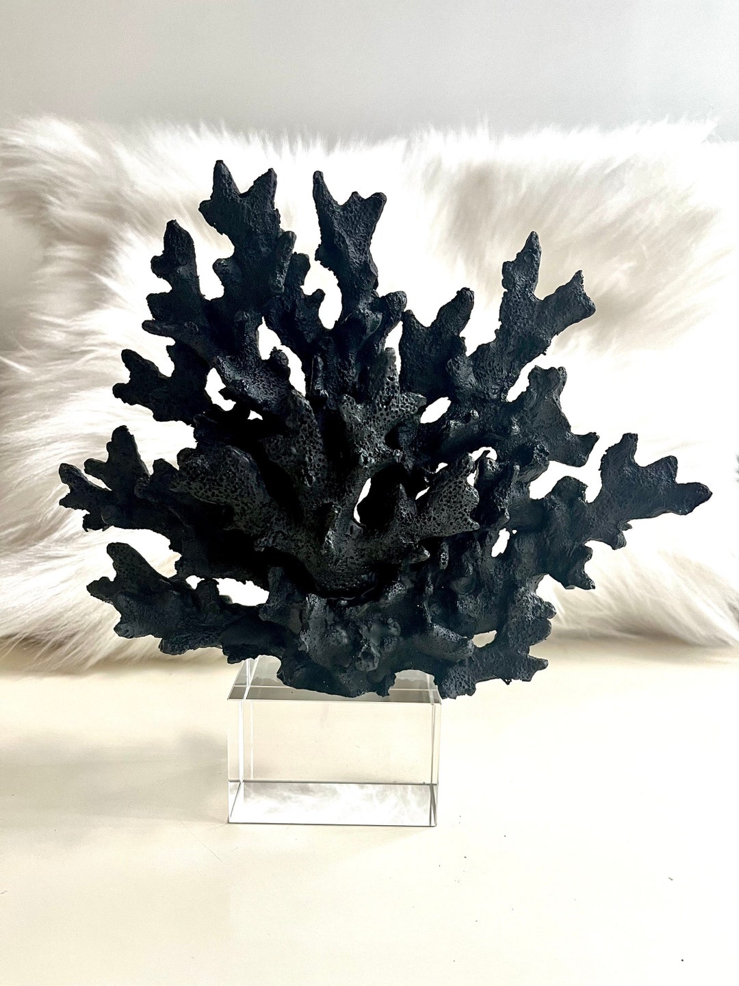 Black Crystalline Coral Reef Decor, Valentines Gift for Her, Wedding ...