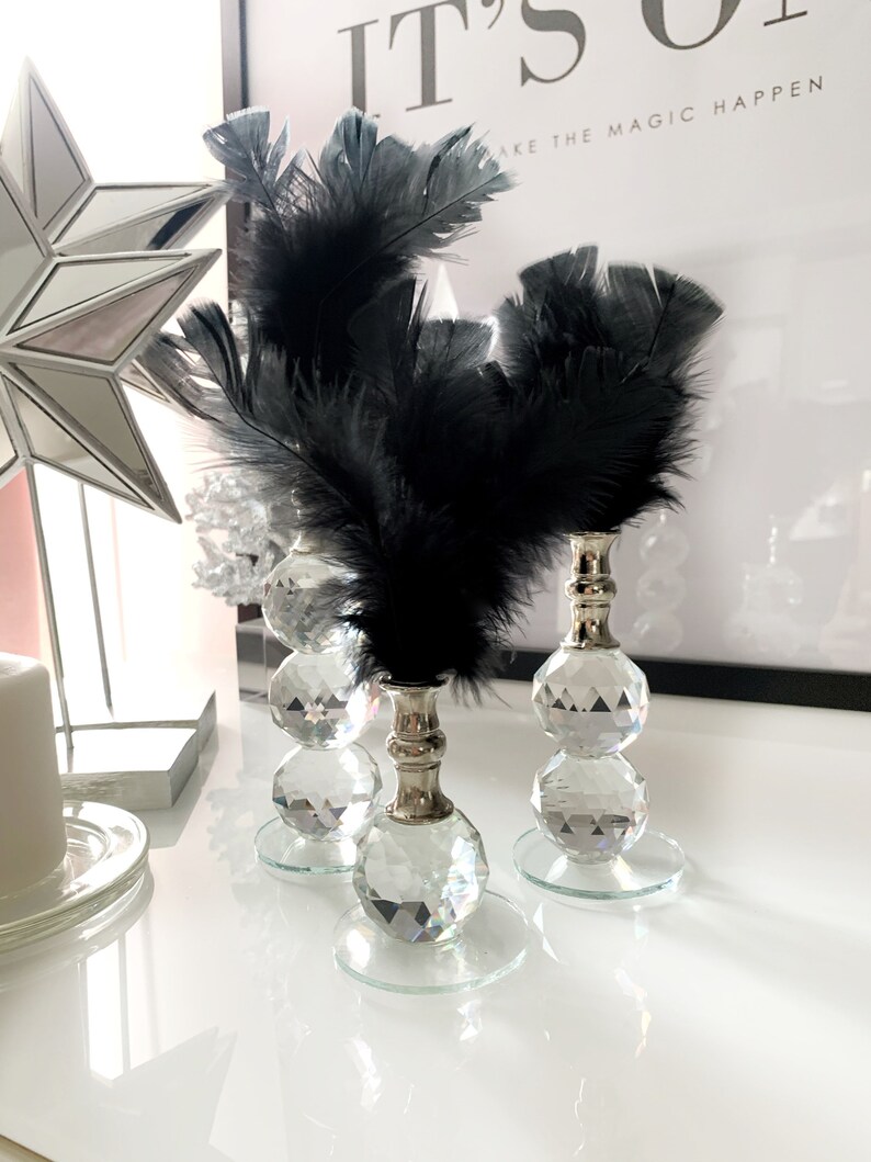 White Triple Crystal Feather Crystallines Home Gifts - Etsy