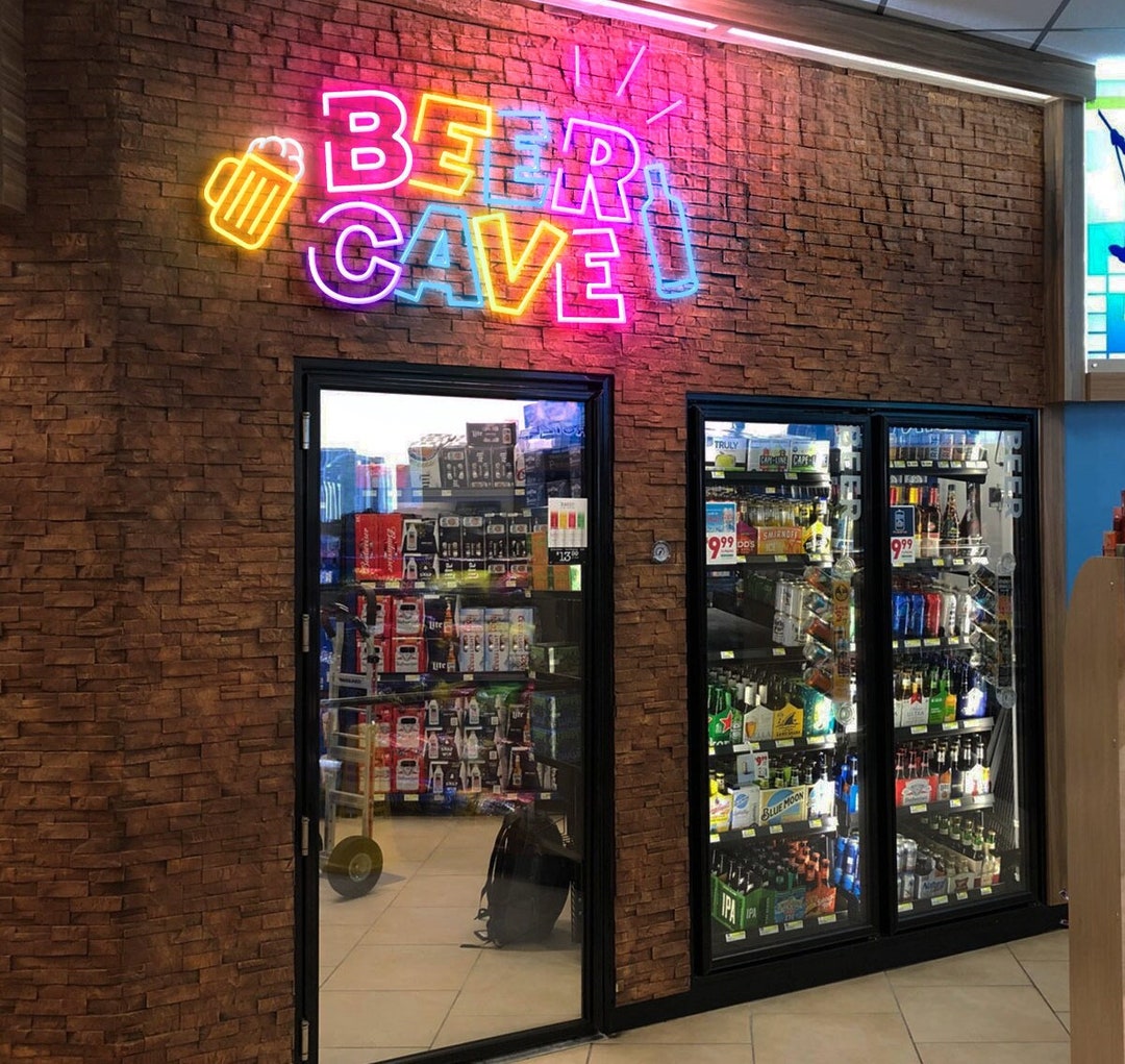 Beer Cave Neon Sign, Shop Sign Beer Cafe Neon Sign,beer Cave Custom ...