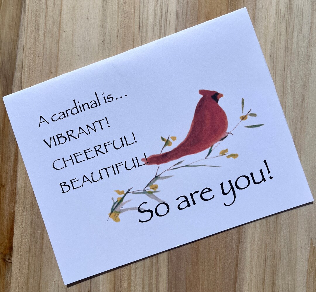 Set of 8, Cardinal Note Card, Cheerful Cardinal, Cardinal, Bird Note ...