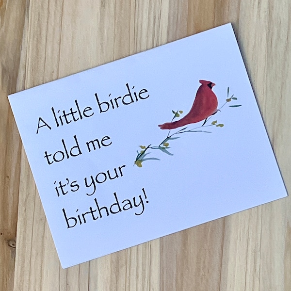 Cardinal Happy Birthday Card - Etsy