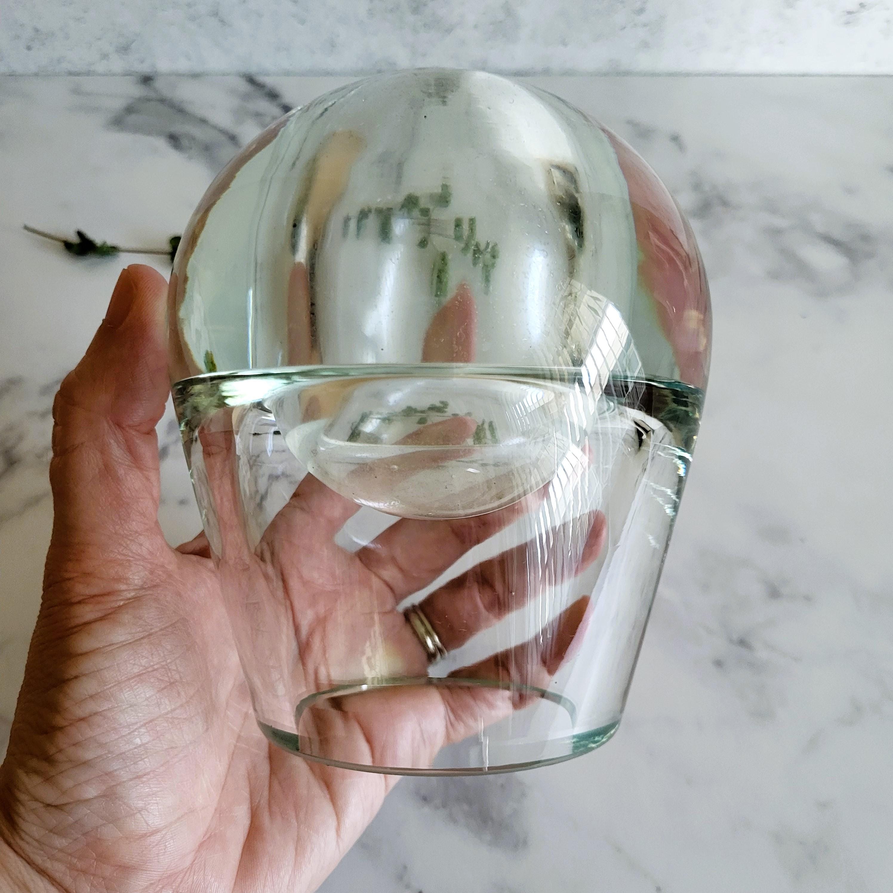 Vintage MCM Heavy Glass Orb Oil Lamp Burner or Versatile Glass Bud Vase ...