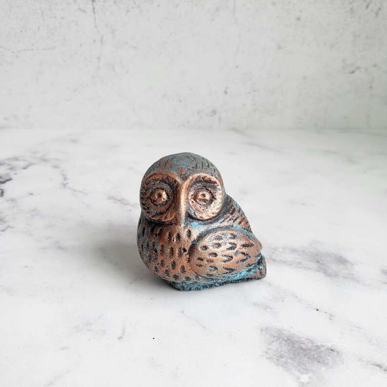 Vintage Miniature Plaster Owl Figurine, Rustic Home Decor - Etsy