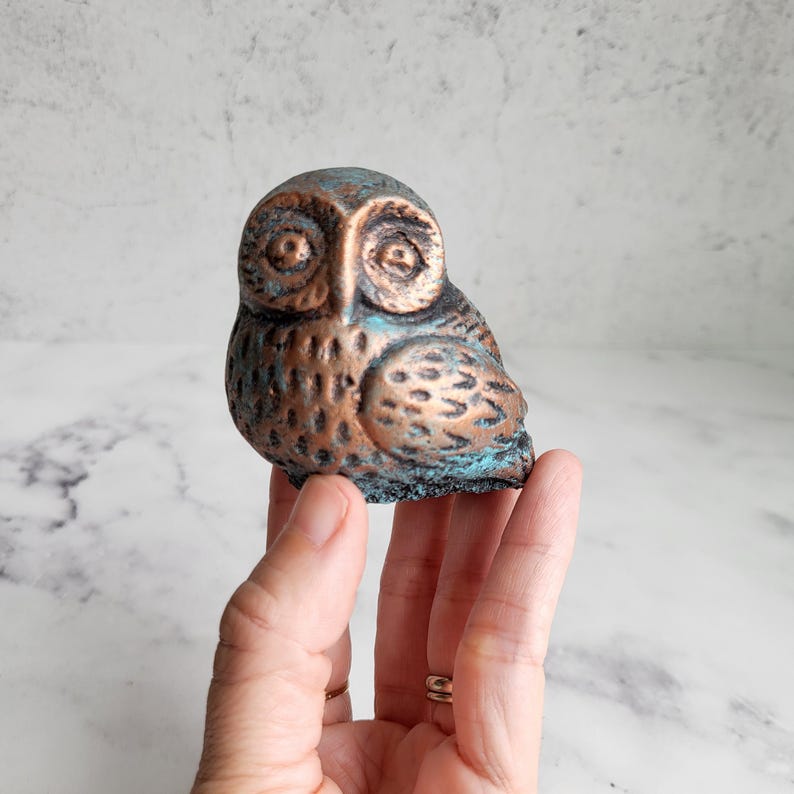 Vintage Miniature Plaster Owl Figurine, Rustic Home Decor - Etsy