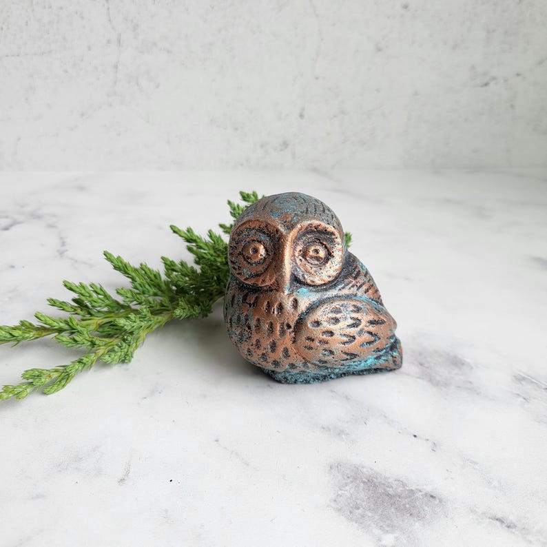 Vintage Miniature Plaster Owl Figurine, Rustic Home Decor - Etsy