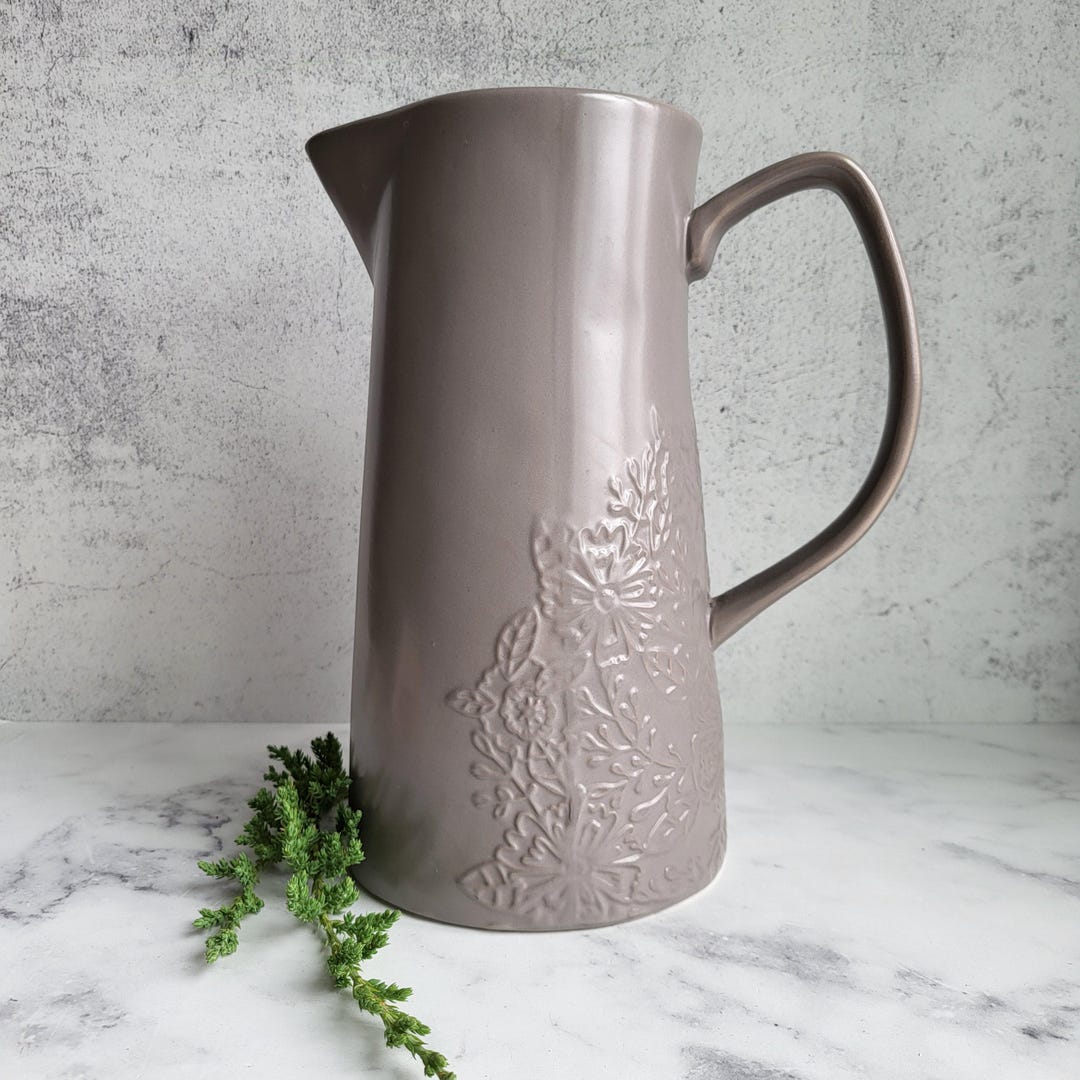 Ceramic Boho Shabby Chic Floral Country Style Jug, Flower Vase Pitcher ...