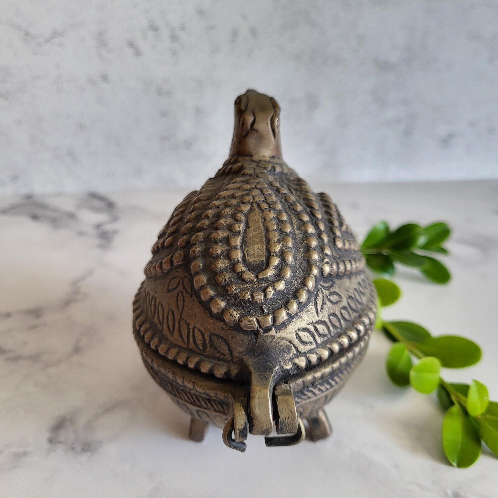 Vintage Hand-cast Brass Bird Jewelry Box, Made in India, Dhokra Metal ...