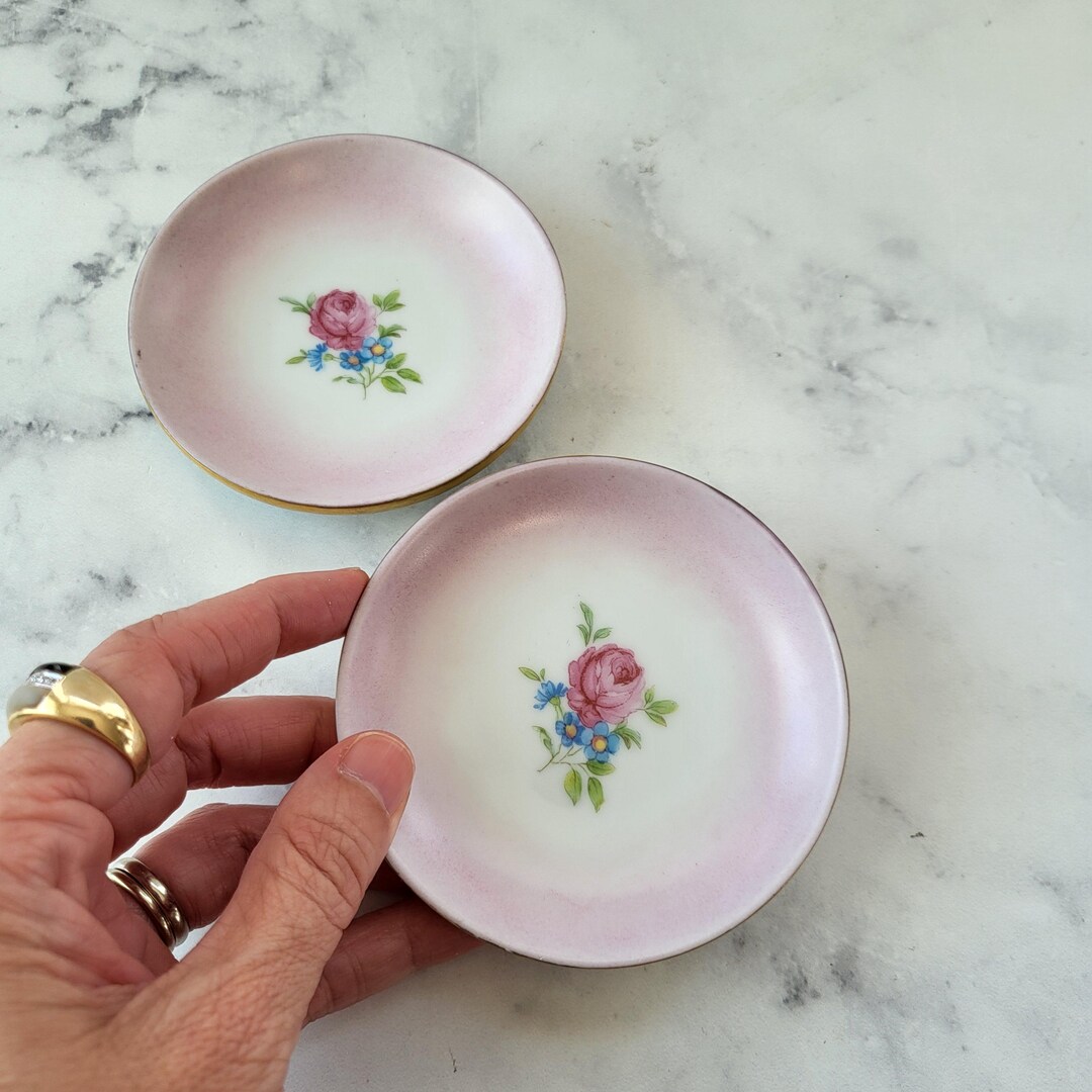 Vintage Pair Shabby Chic Collectible Small Rose Floral Dishes C ...