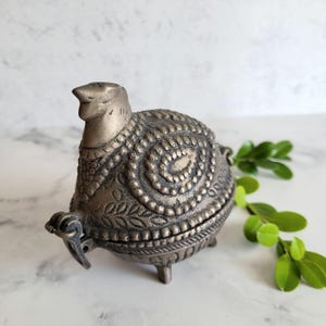 Vintage Hand-cast Brass Bird Jewelry Box, Made in India, Dhokra Metal ...