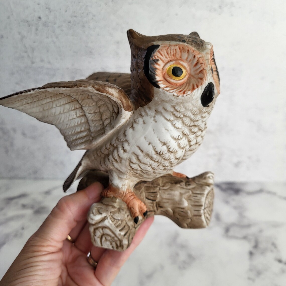 Vintage HOMCO Ceramic Brown Barn Owl Figurine, Retro Owl Decor ...