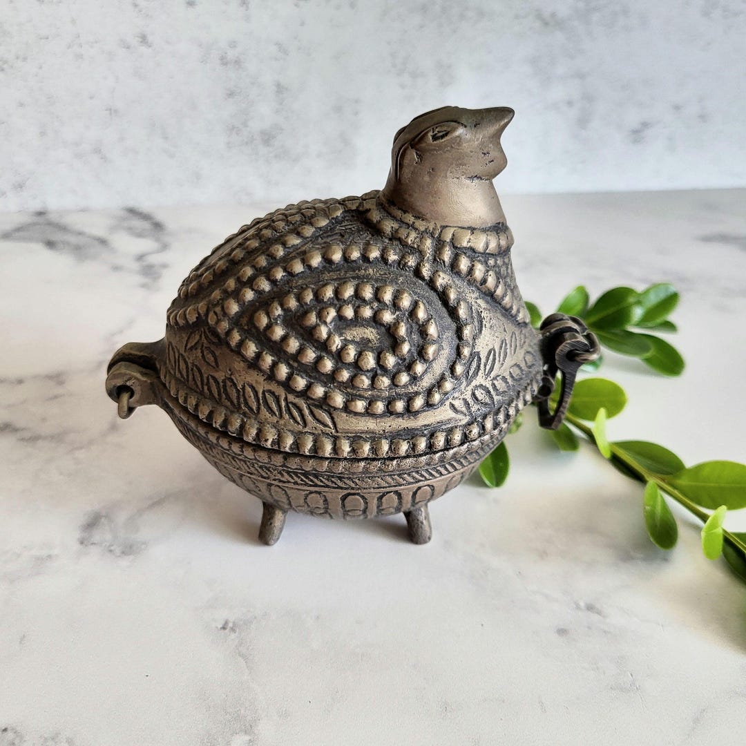 Vintage Hand-cast Brass Bird Jewelry Box, Made in India, Dhokra Metal ...