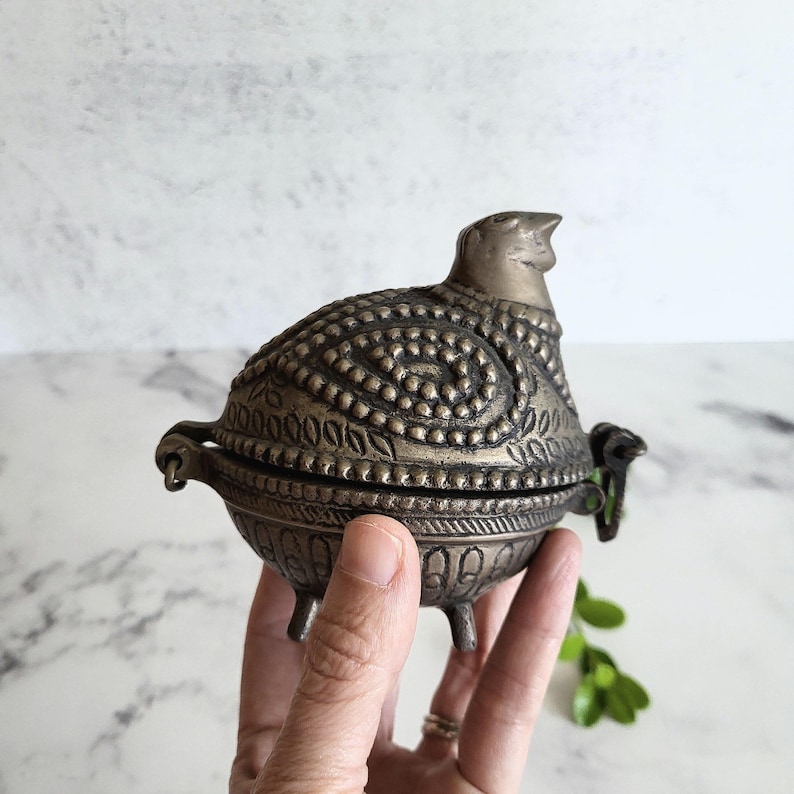 Vintage Hand-cast Brass Bird Jewelry Box, Made in India, Dhokra Metal ...