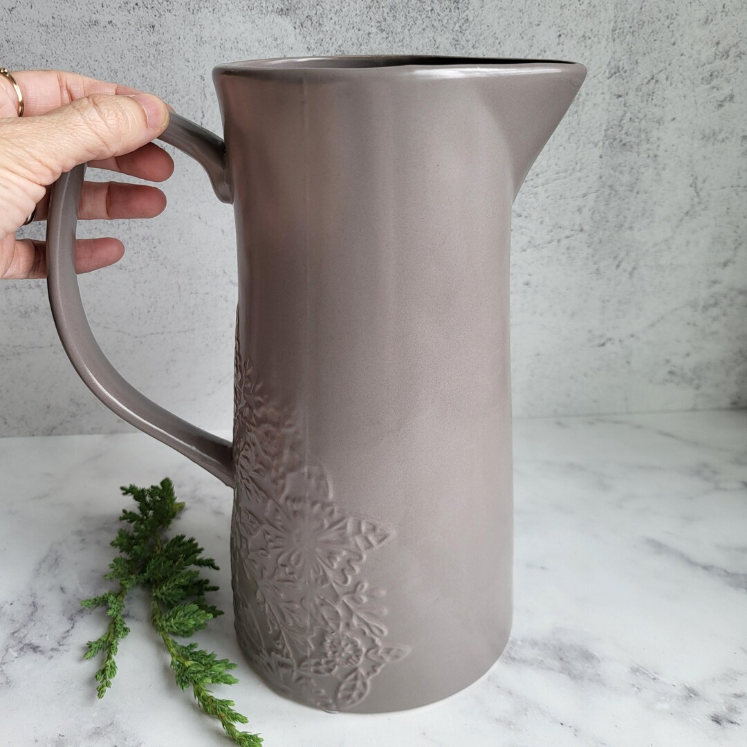 Ceramic Boho Shabby Chic Floral Country Style Jug, Flower Vase Pitcher ...