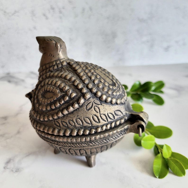 Vintage Hand-cast Brass Bird Jewelry Box, Made in India, Dhokra Metal ...