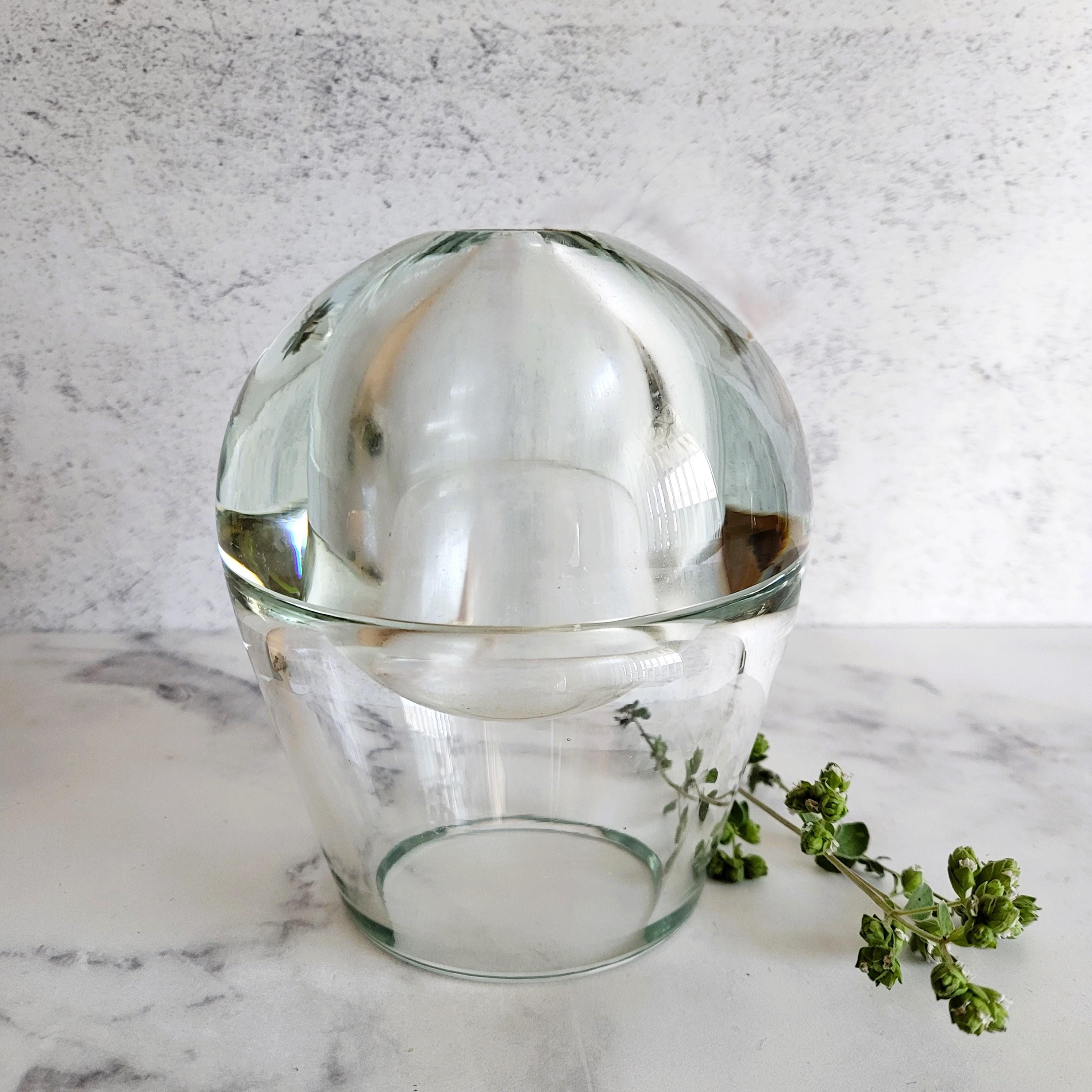 Vintage MCM Heavy Glass Orb Oil Lamp Burner or Versatile Glass Bud Vase ...