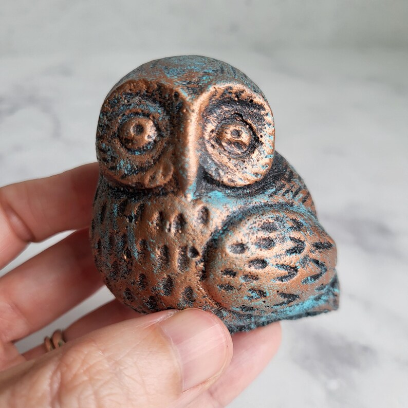 Vintage Miniature Plaster Owl Figurine, Rustic Home Decor - Etsy