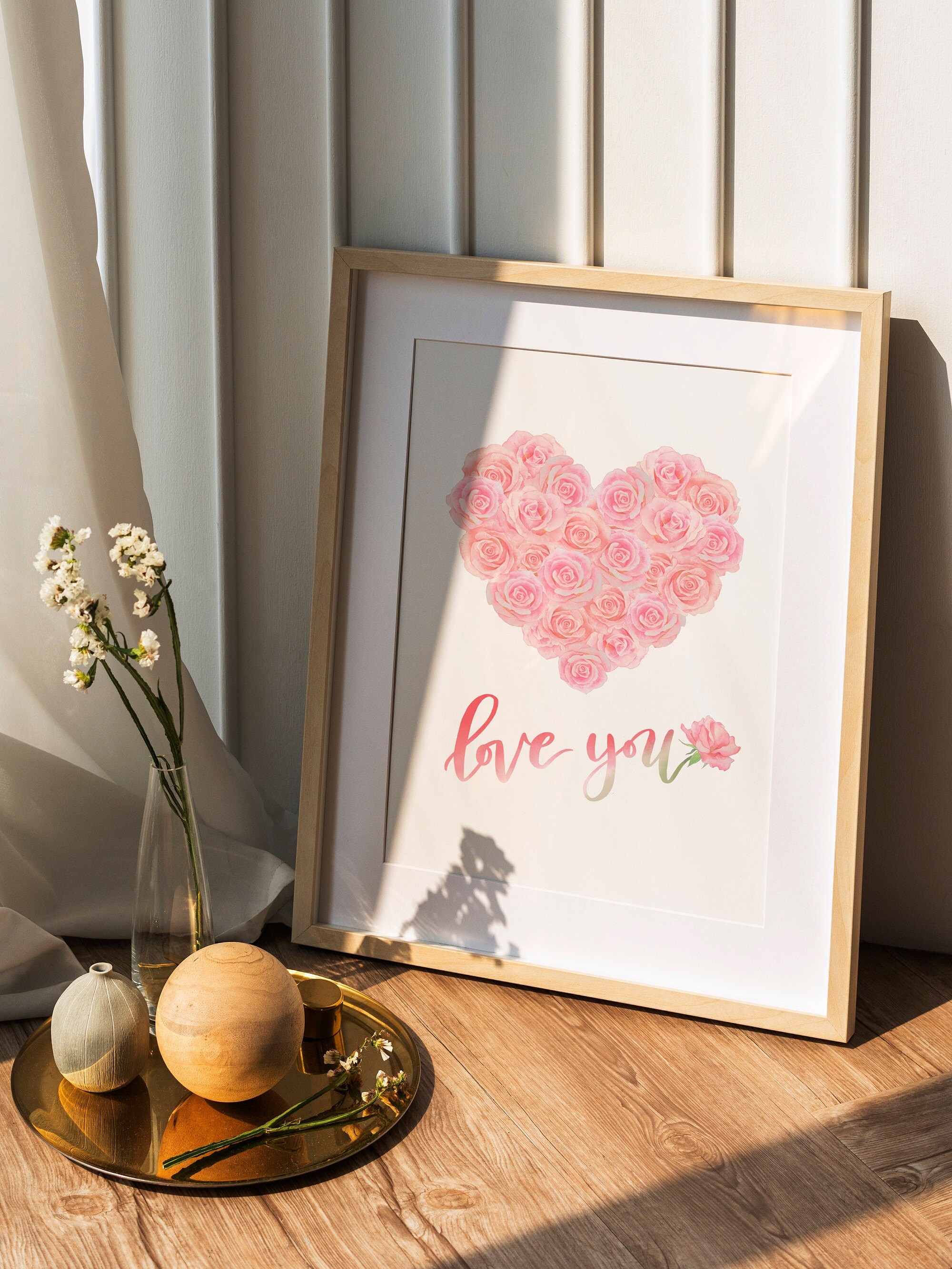 Pink Roses Heart, Love You, Printable Love Confession, Lovely Wall ...