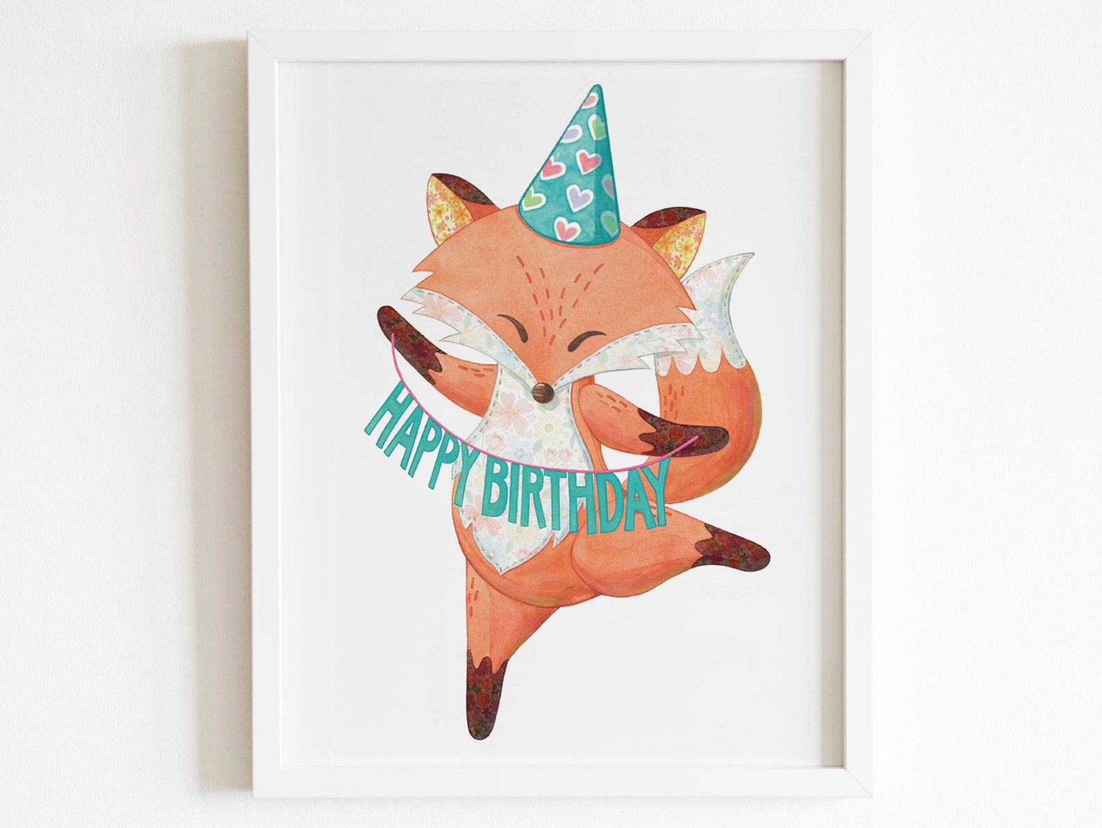 Printable Birthday Card, Fox Birthday Decor,printable Greetings Card ...