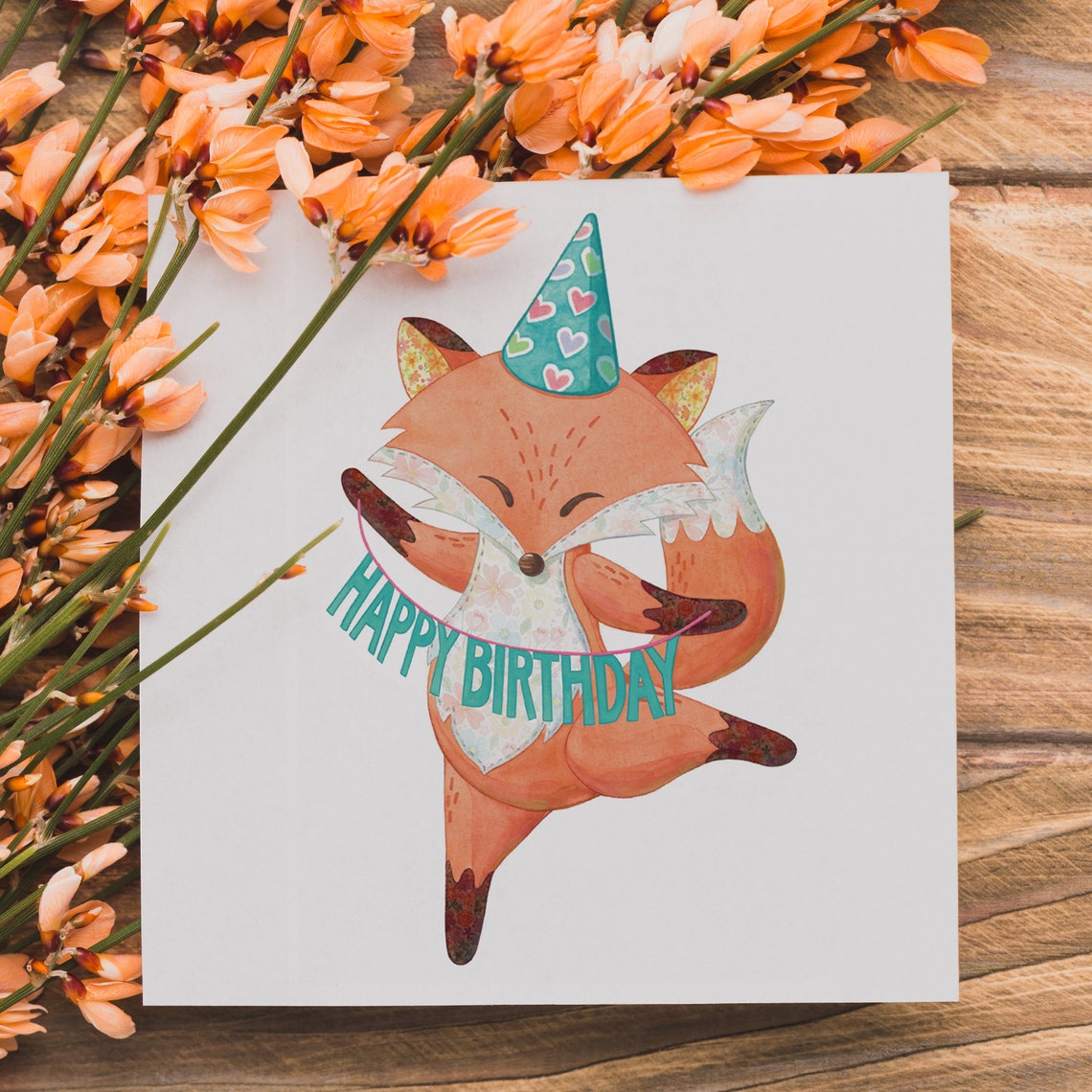 Printable Birthday Card, Fox Birthday Decor,printable Greetings Card ...