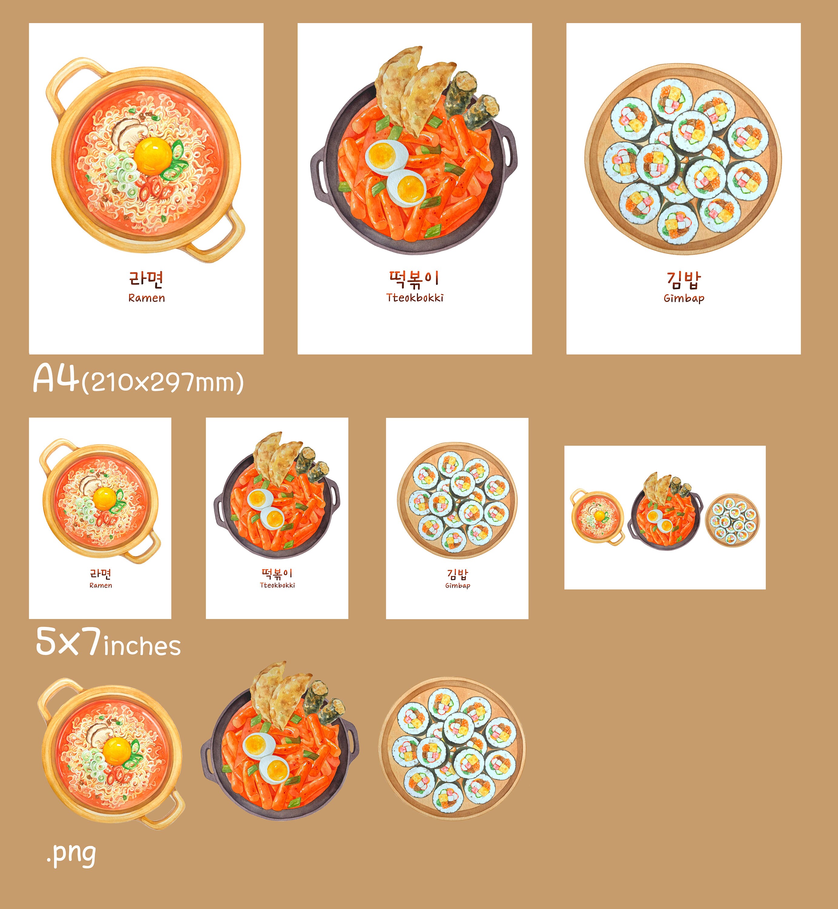 Tteokbokki, Ramen, Gimbap, Korean Food Illustration,korean Popular ...