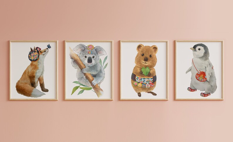 Pirntable Digital File Fox Koala Quokka Penguin - Etsy