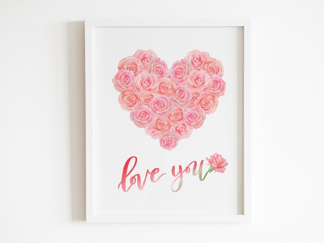 Pink Roses Heart, Love You, Printable Love Confession, Lovely Wall ...