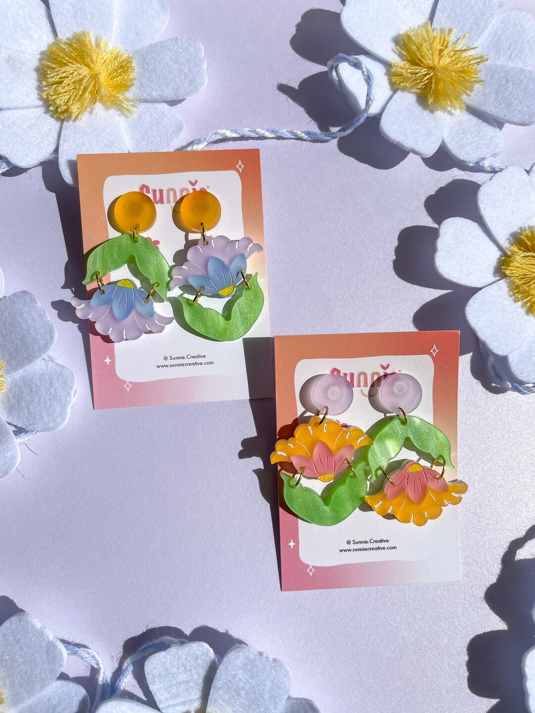 Mismatch Acrylic Flower Earrings: Blooming Daisy Statement Earrings - Etsy