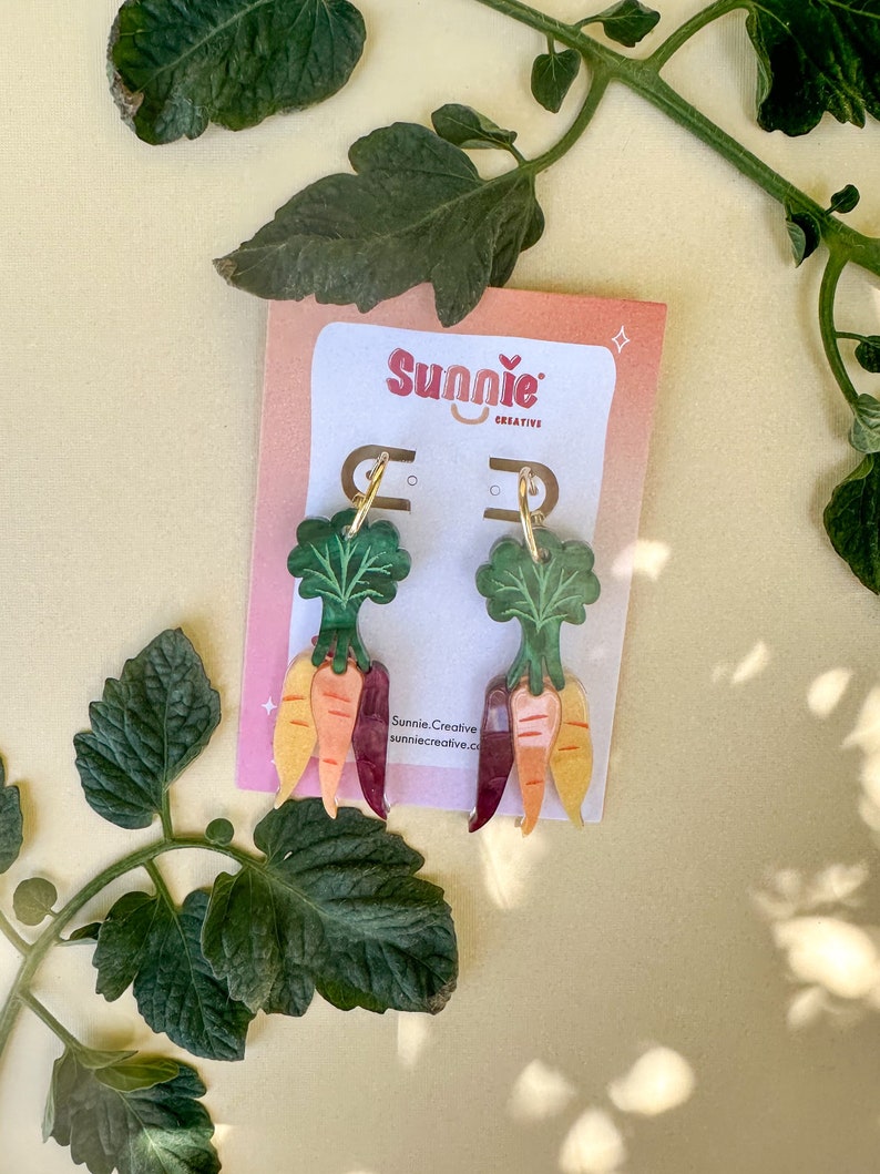 Rainbow Carrot Dangle Earrings: Acrylic Vegetable Statement Jewelry - Etsy