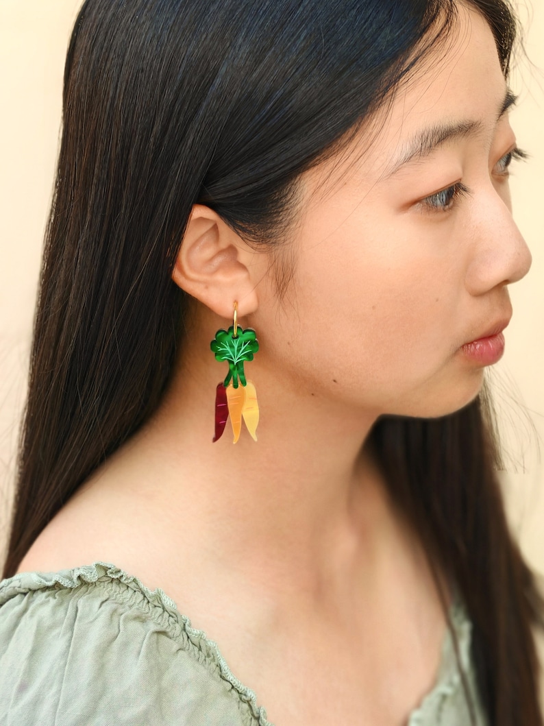 Rainbow Carrot Dangle Earrings: Acrylic Vegetable Statement Jewelry - Etsy