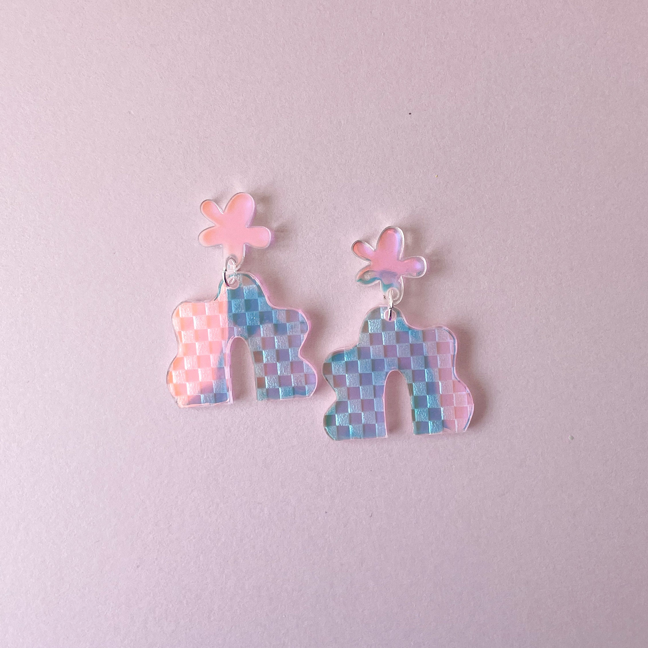 Sunnie Checker Blob Arch//statement Earring//acrylic - Etsy